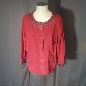 Quacker Factory | Jackets & Coats | Quaker Factory Red Embellished ...